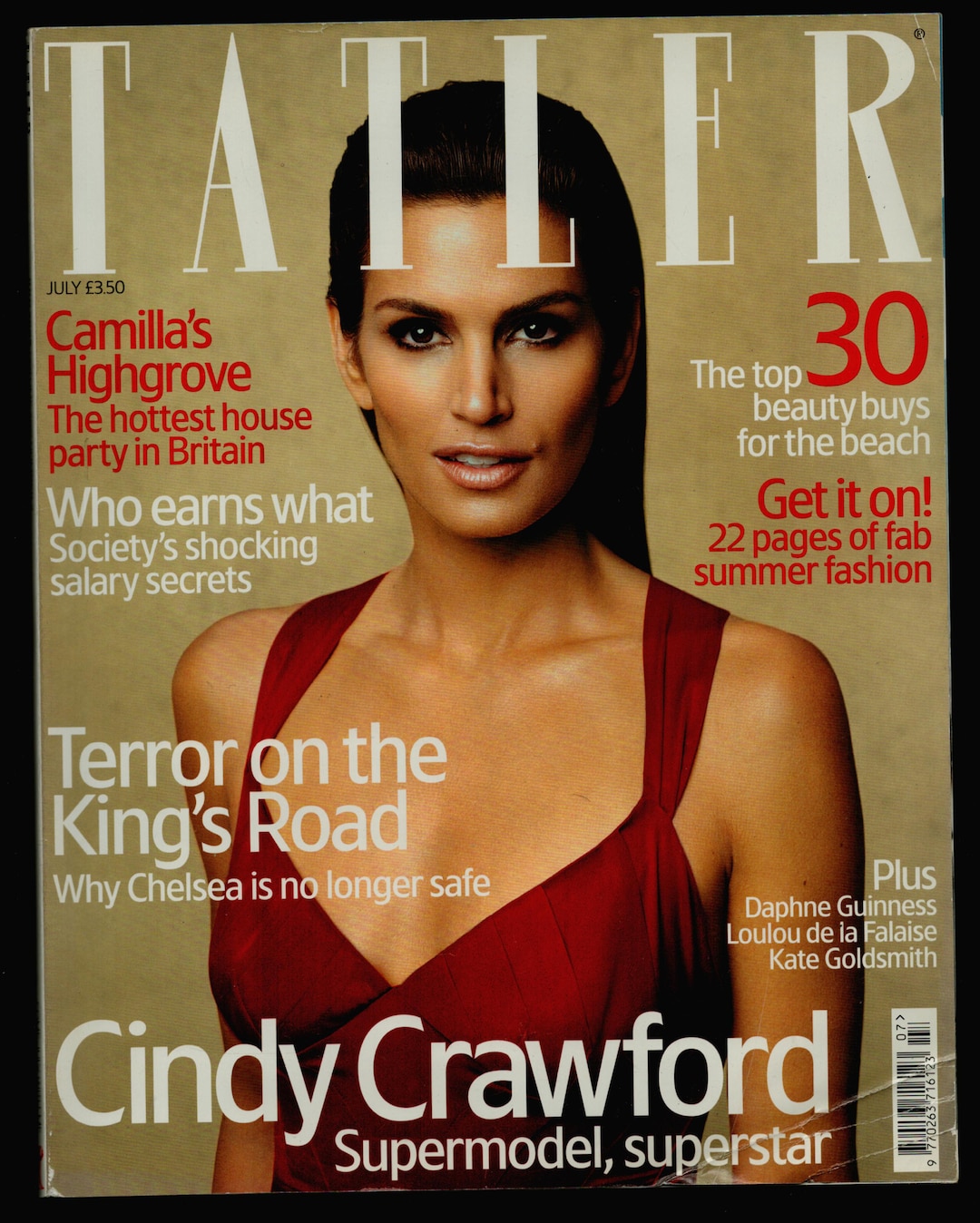Tatler July 2005 Fashion Magazine Cover: Cindy Crawford - Etsy