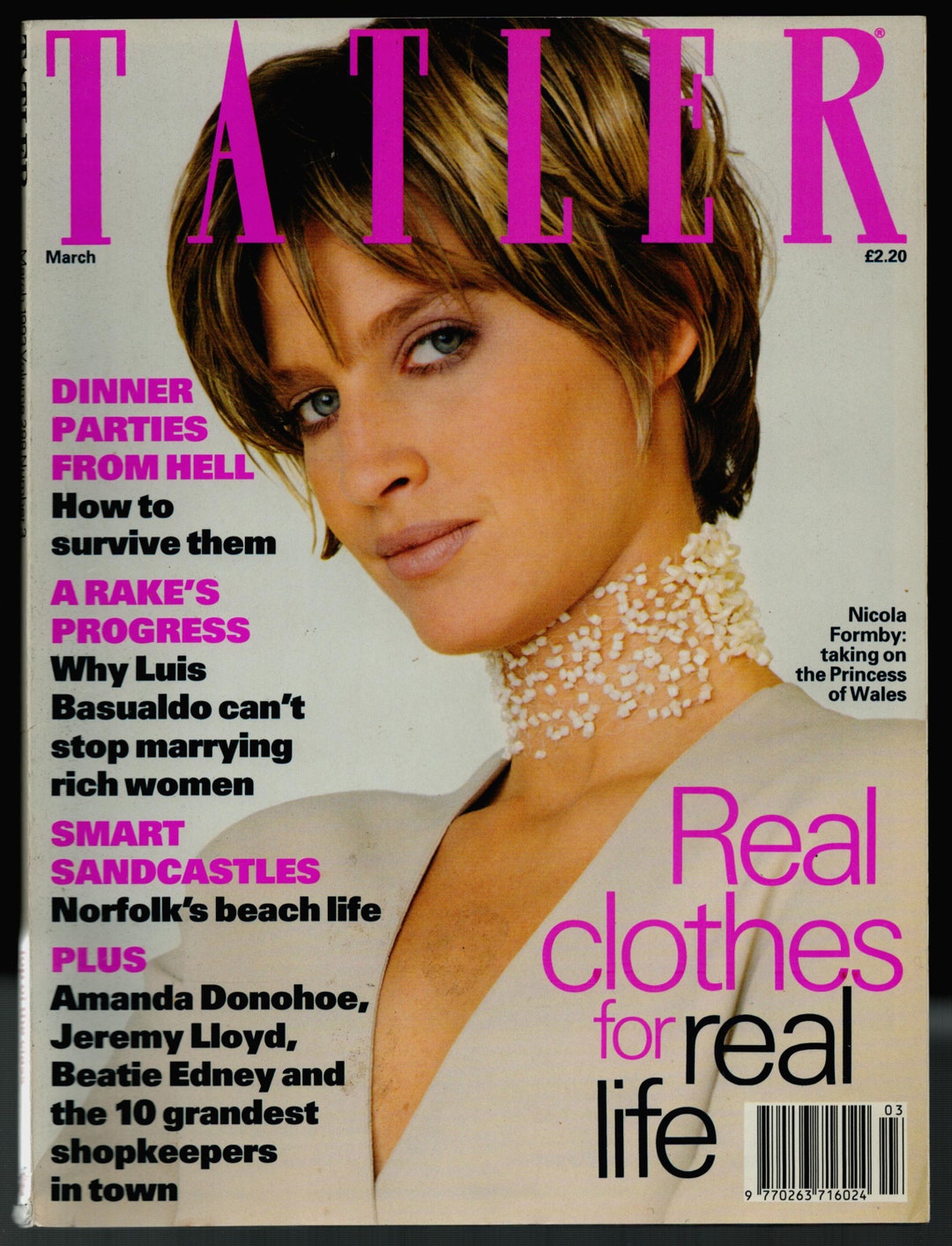 Tatler Magazine March 1993 Original Vintage Fashion Cover: Nicola ...