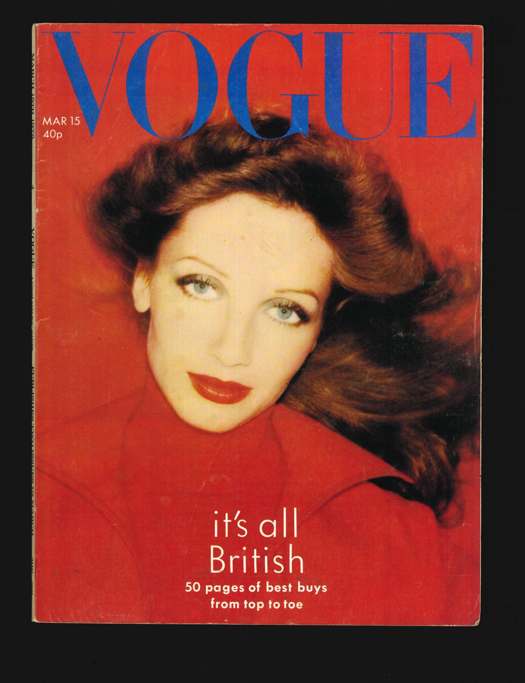 Vogue UK March 15 1975 British Original Vintage Fashion Magazine Gift Birthday Present Ingmari ...