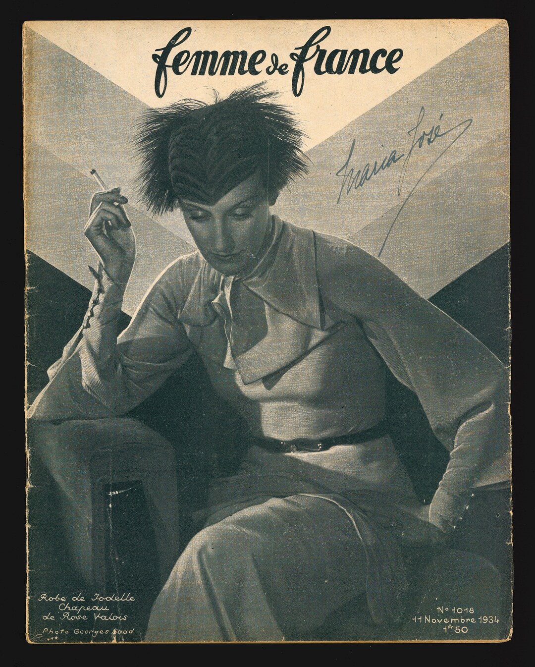Femme De France No 1018 Nov 11 1934 Antique Fashion Magazine Rose ...