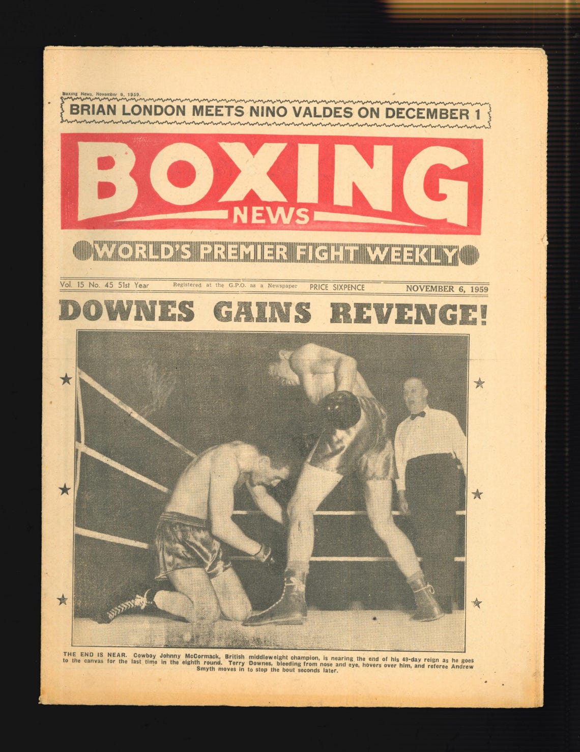 Boxing News Nov Dec 1959 Vintage Original Magazine - Etsy