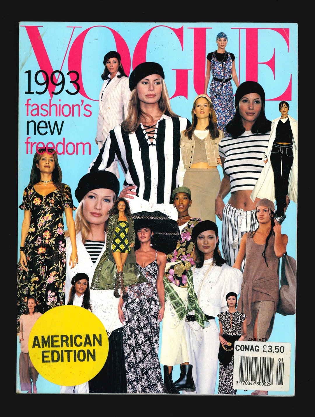 Vogue US Jan 1993 Original Vintage Magazine Helena Christensen, Christy ...