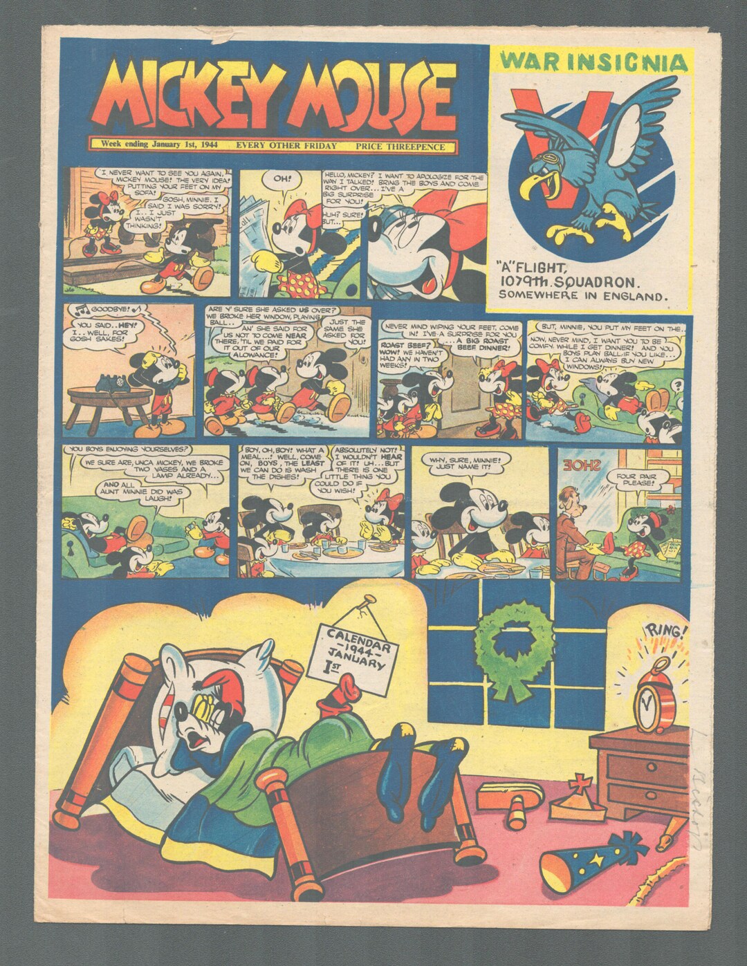 Mickey Mouse Jan 1 1944 UK Comic DISNEY 80th - Etsy Canada