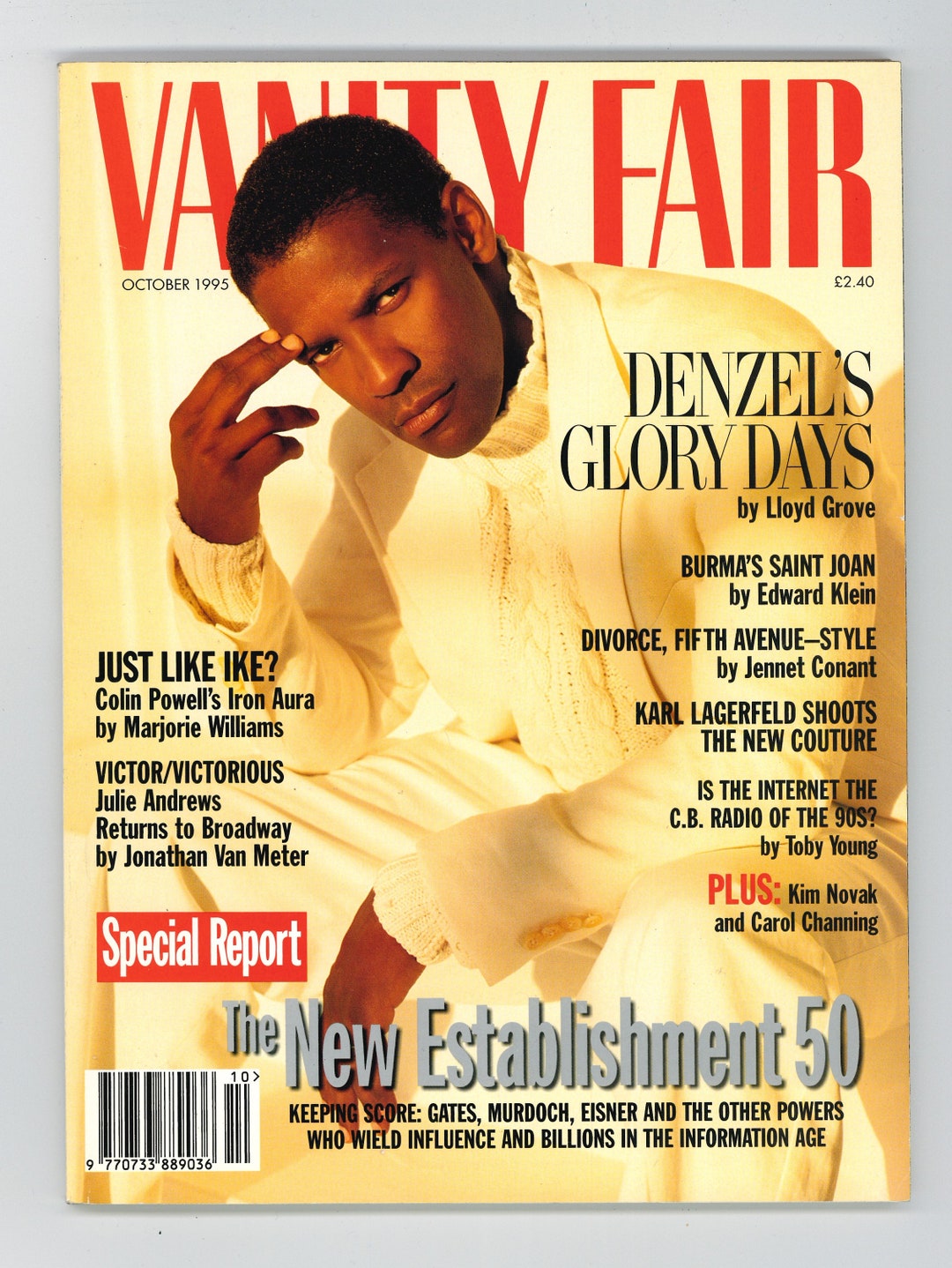 Vanity Fair Magazine October 1995 Denzel Washington, Colin Powell - Etsy