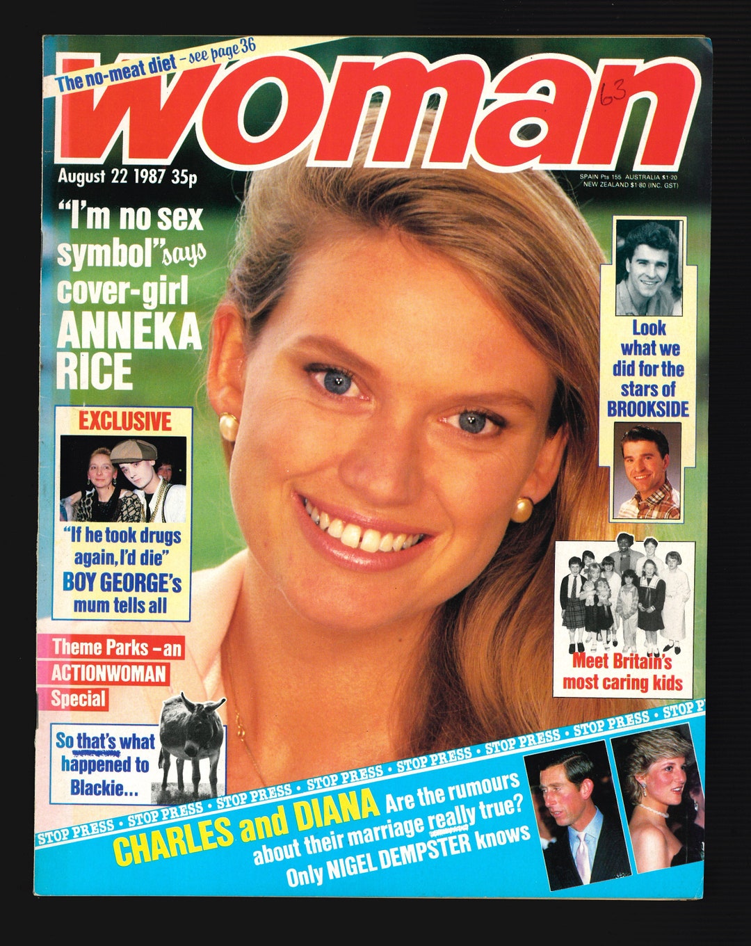 Woman Aug 8 1987 Vintage Magazine Fashion Beauty Cooking Anneka Rice - Etsy