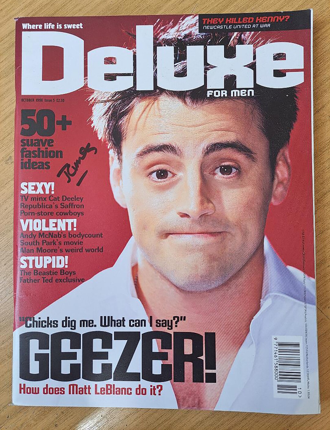 Deluxe Magazine for Men Oct 1998 Issue 5 Cover: Matt Leblanc - Etsy