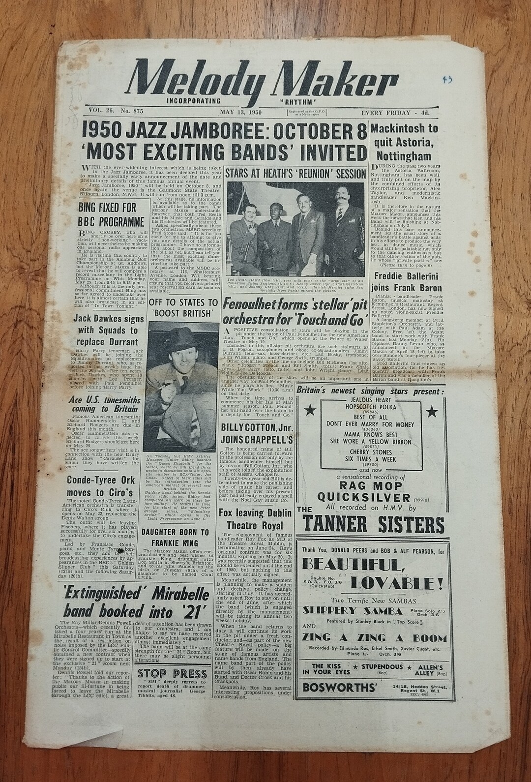Melody Maker May 13 1950 British Pop Newspaper Jazz Jamboree - Etsy