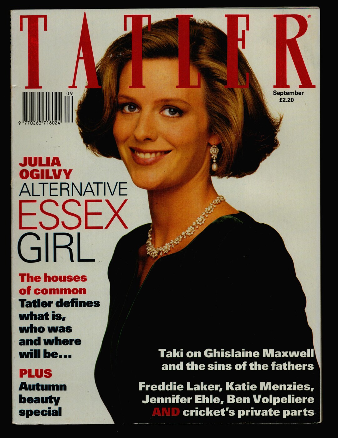 Tatler Sept 1992 British Original Vintage Fashion Magazine Cover: Julia ...