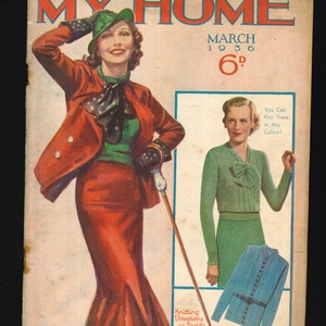 My Home Back Issues 1936 Original Vintage Women’s Magazine Knitting ...