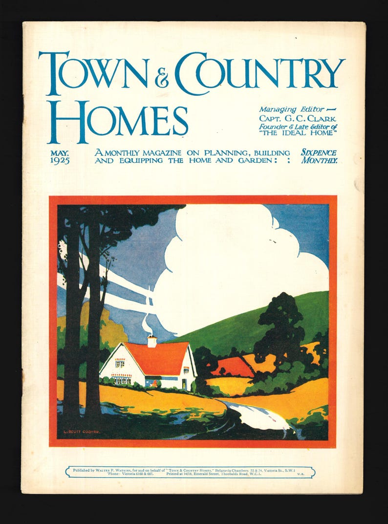 Town & Country Homes 1925 Vintage Original Retro Rare Monthly Magazine ...
