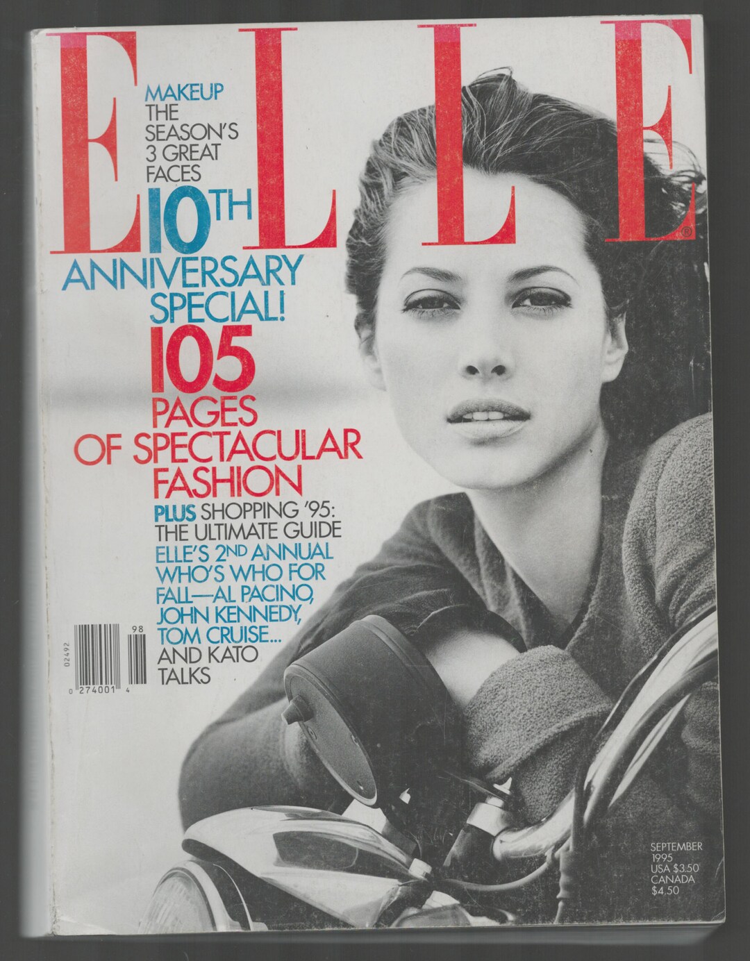 Elle US No 121 Sept 1995 Original Vintage Fashion Magazine Christy ...
