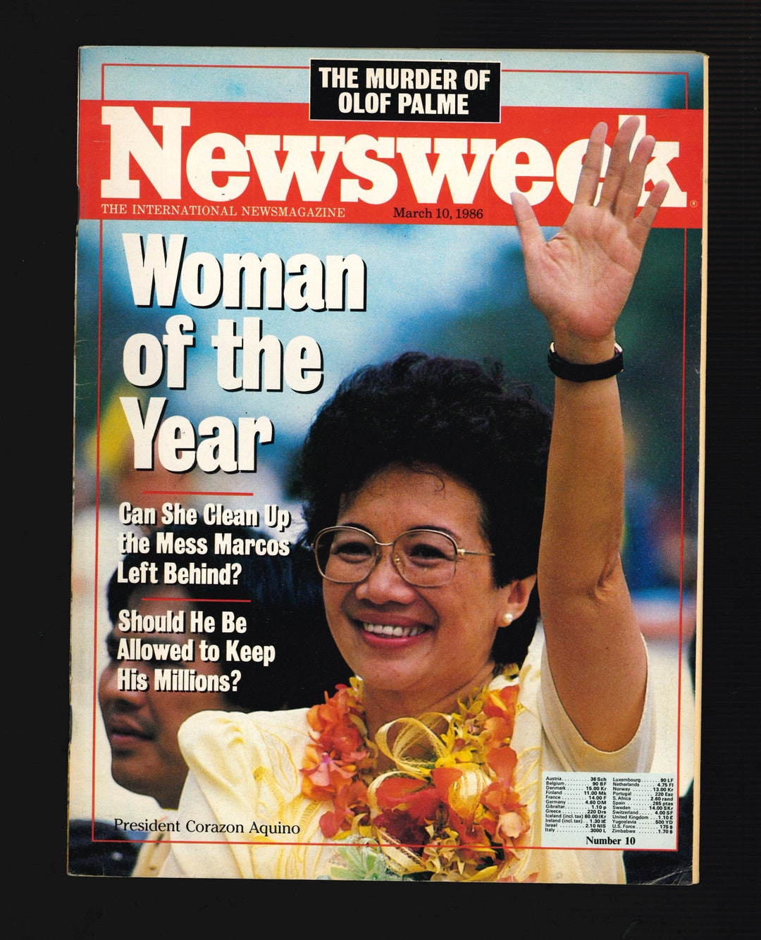 Newsweek Magazine March 10, 1986 Corazon Aquino, Woman of the Year ...