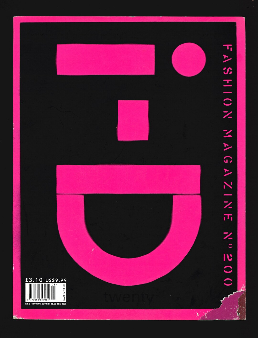 I-D No 200 Aug 2000 Original British Fashion Magazine - Etsy