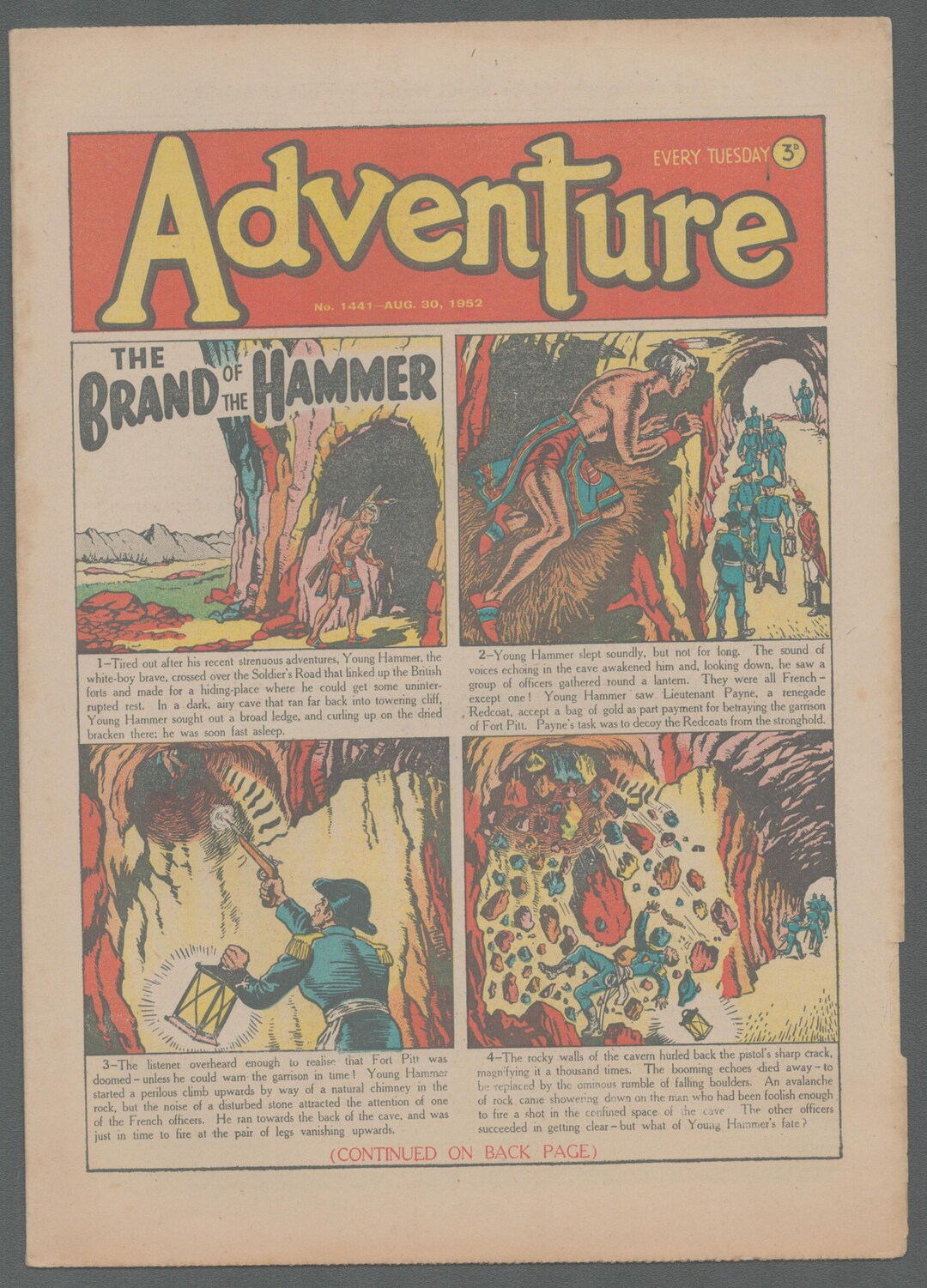 Adventure British Weekly Comics No 1441 Aug 30 1952 Brand of the Hammer ...