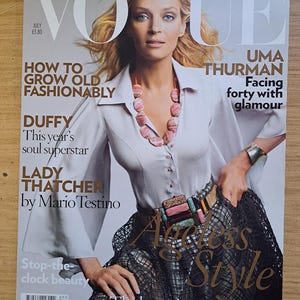 Vogue UK July 2008 British Original Fashion Magazine Cover: Uma Thurman ...