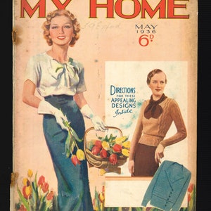 My Home Back Issues 1936 Original Vintage Women’s Magazine Knitting ...