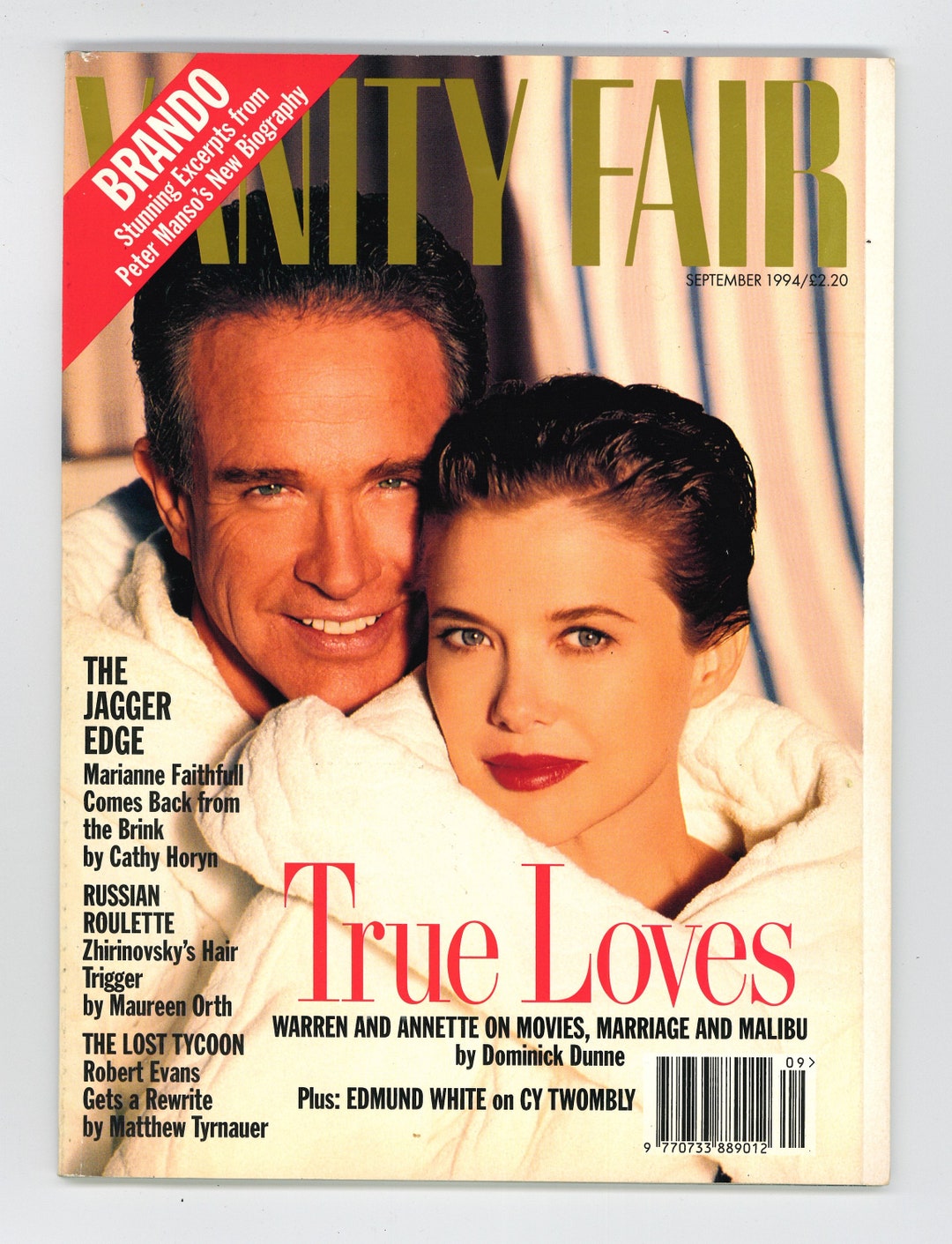 Vanity Fair Magazine Sep 1994 Warren Beatty Annette Bening 30th - Etsy