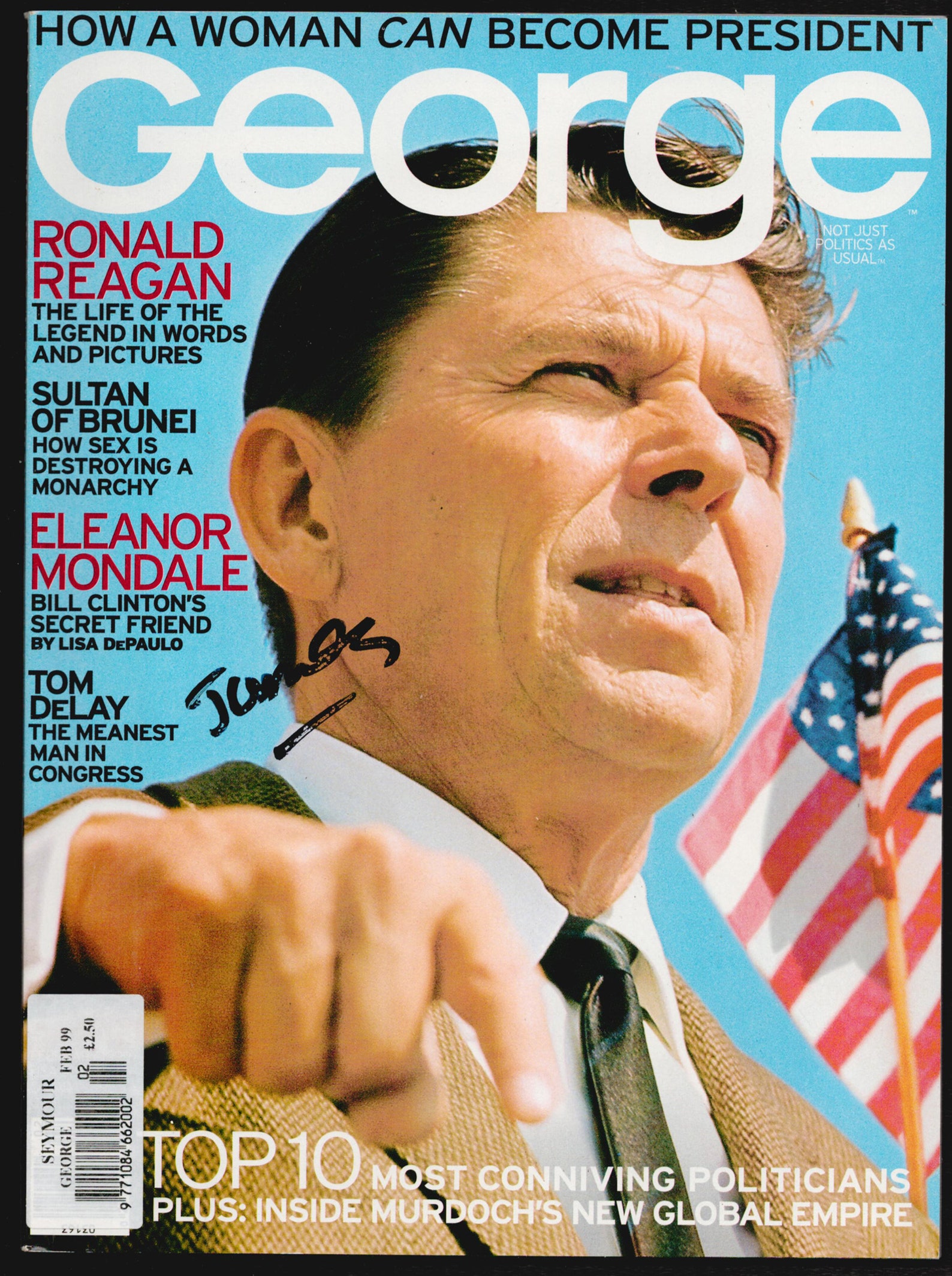 George Magazine Feb 1999 Ronald Reagan Sultan Brunie Eleanor - Etsy