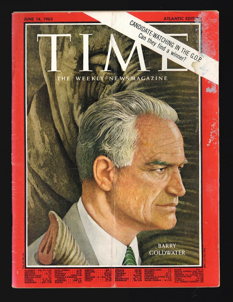 Time Atlantic Edition-june 14 1963 Barry Goldwater - Etsy