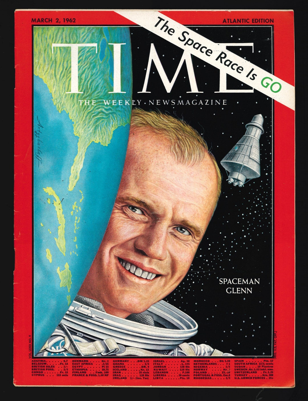 TIME ATLANTIC MAR 2 1962 - Spaceman Glenn Space Race - Etsy