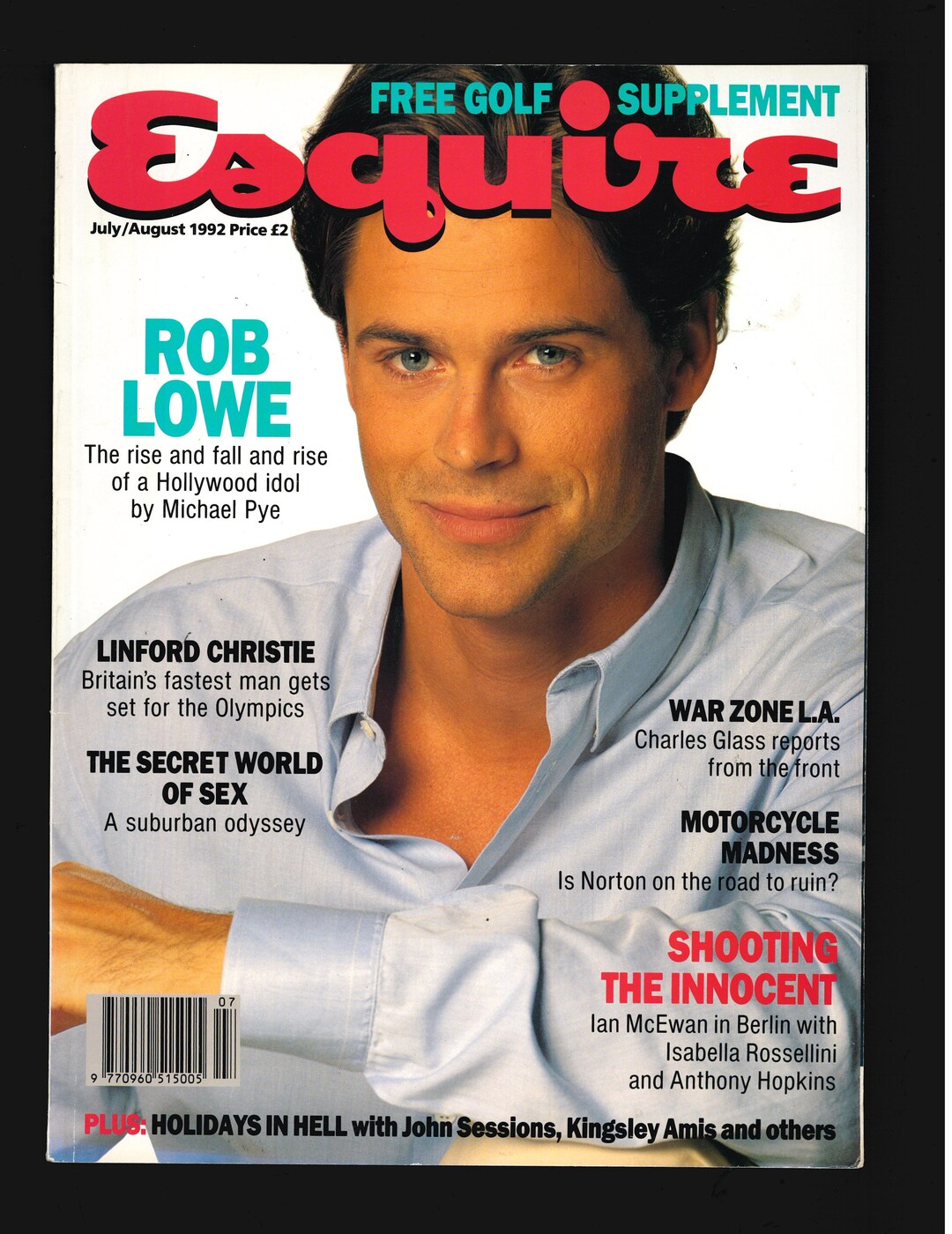 Esquire Magazine July/aug 1992 Rob Lowe - Etsy