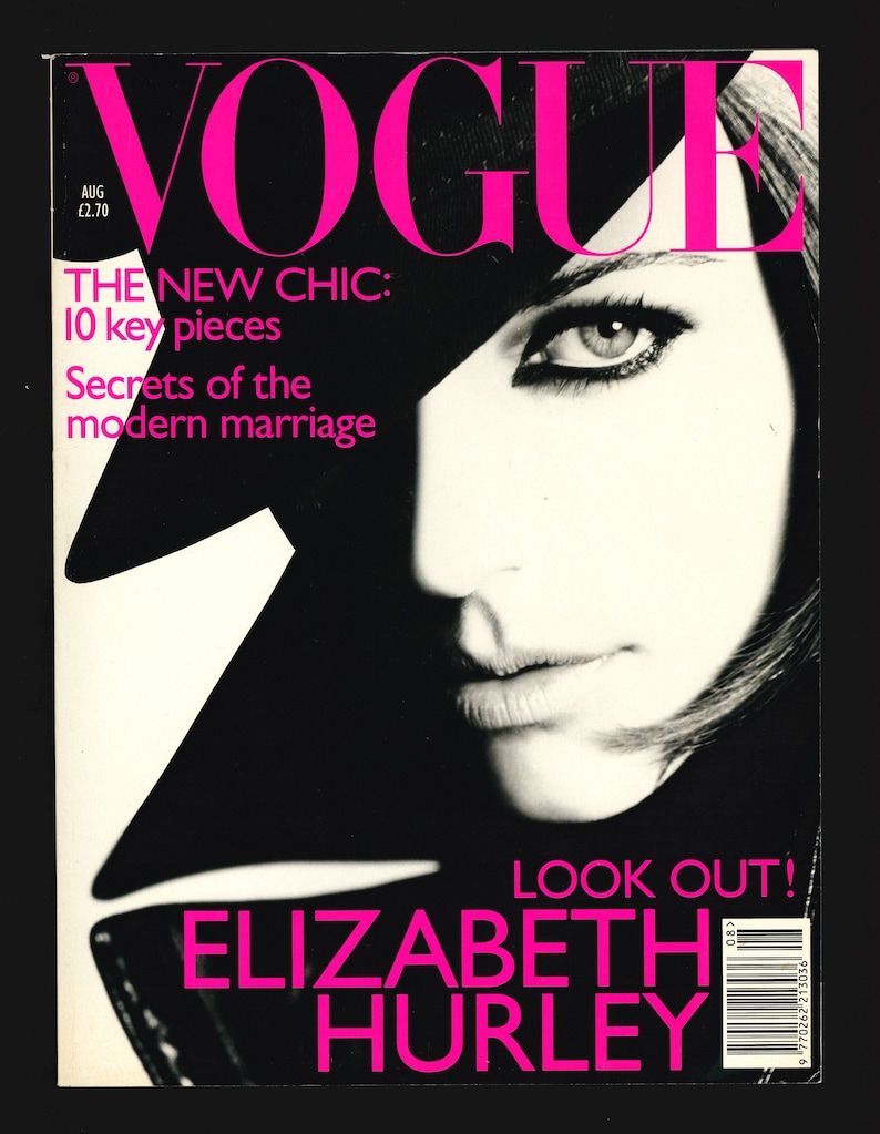 Vogue UK Aug 1995 Original Vintage Fashion Magazine Elizabeth Hurley - Etsy