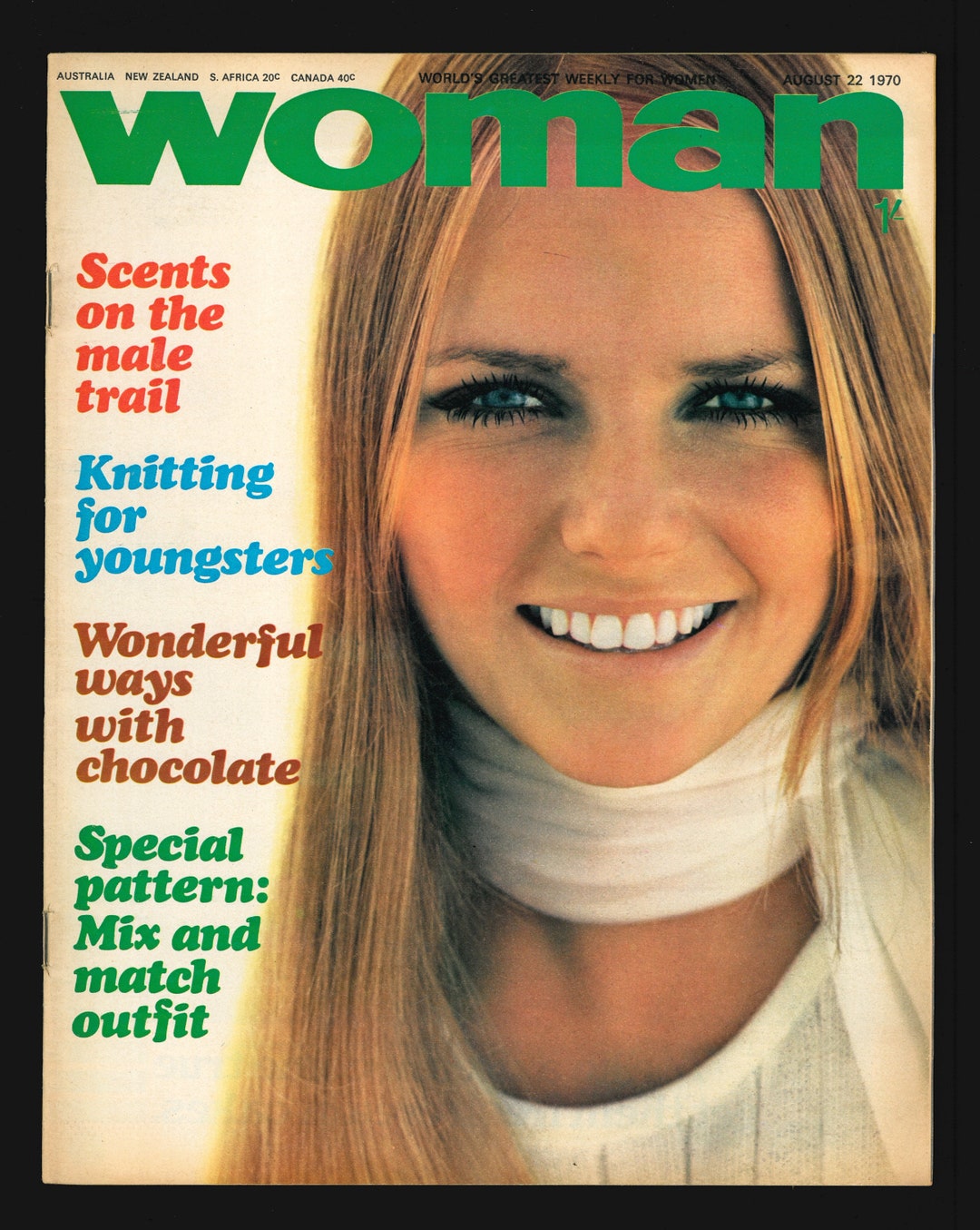 Woman Aug 22 1970 Vintage Magazine Fashion Beauty Cooking Knitting - Etsy