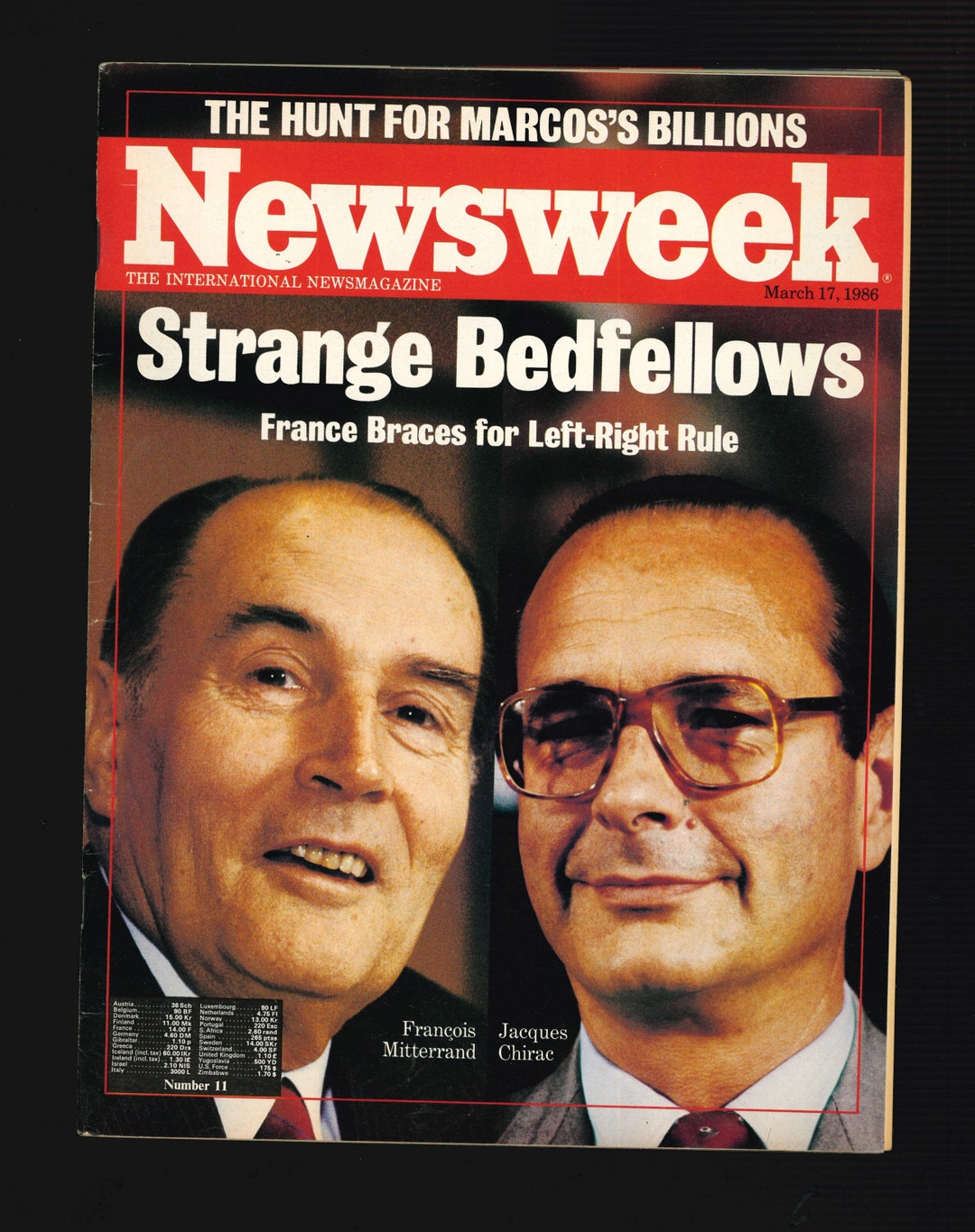 Newsweek Magazine March 17,1986 Strange Bedfellows Mitterand Chirac - Etsy