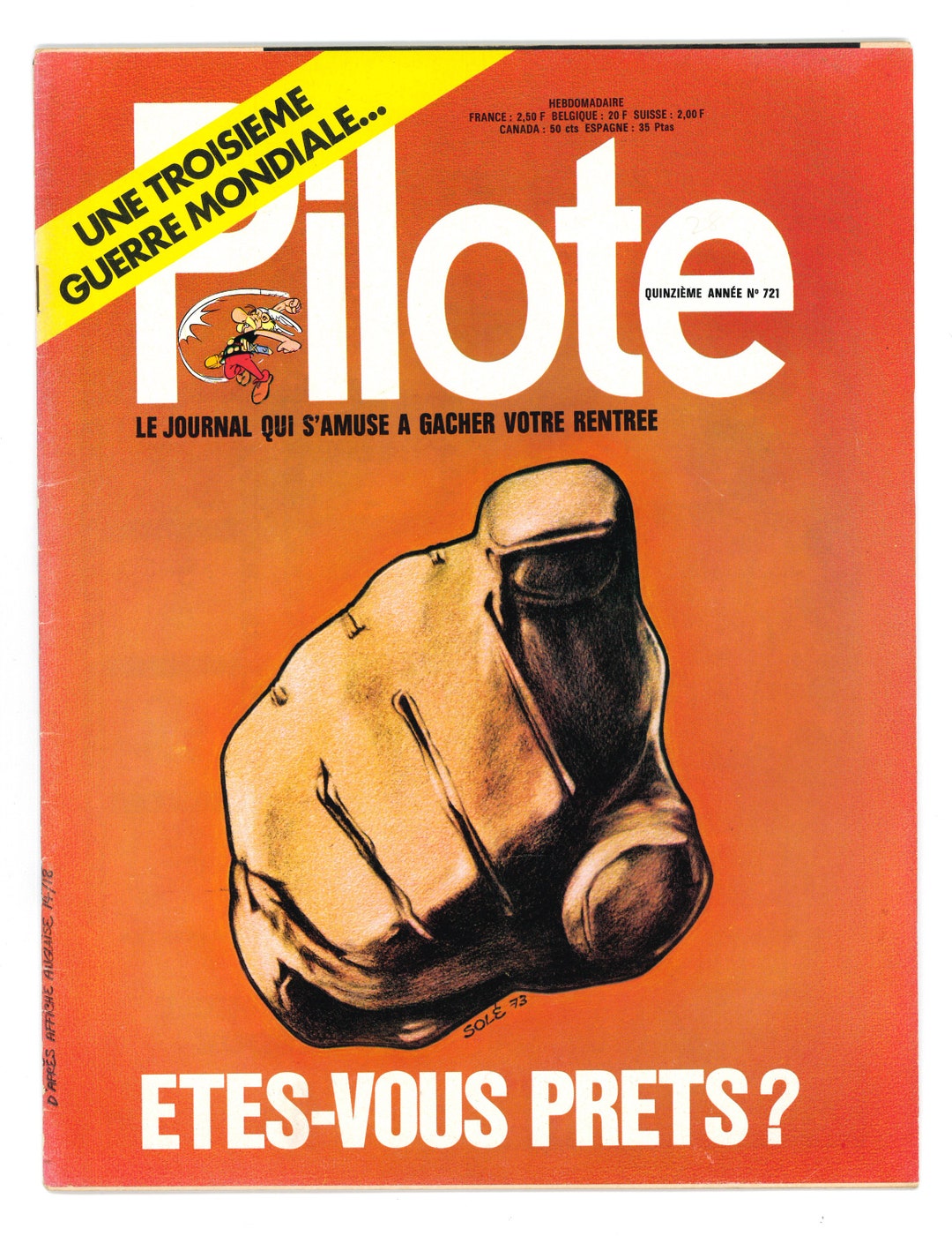 Pilote No 721 1973 French Comic Magazine - Etsy