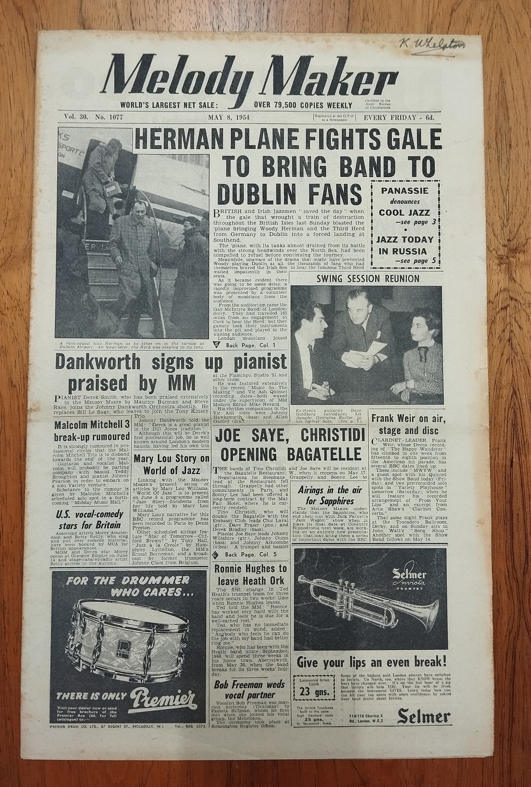 Melody Maker May 8 1954 British Pop Newspaper 70th Birthday - Etsy