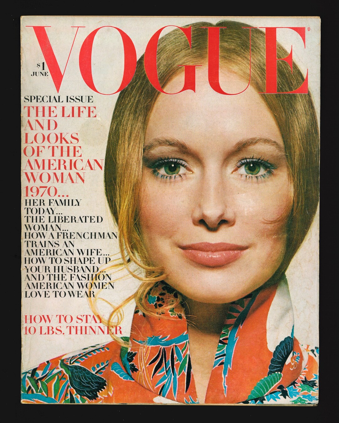 Vogue US June 1970 Original Vintage Fashion Magazine Karen Graham Cover ...