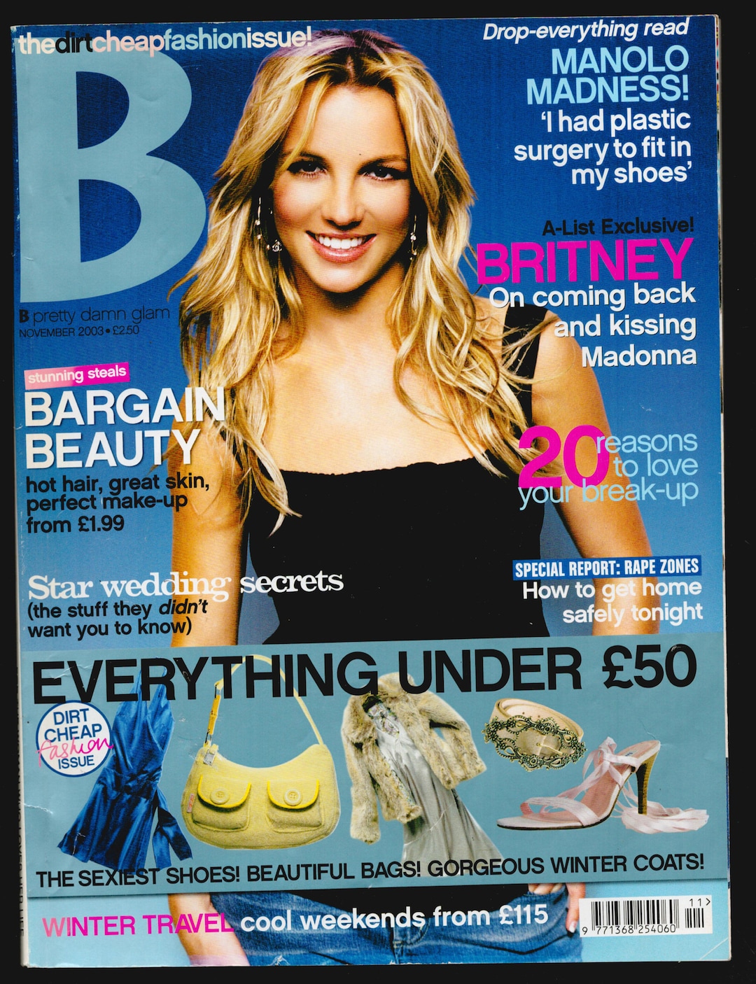 B Magazine Nov 2003 Original Fashion Britney Spears Cover - Etsy