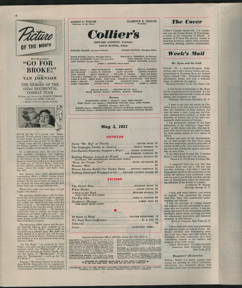 Collier’s May 5 1951 Rare Vintage Magazine Artist: Valentino Serra ...