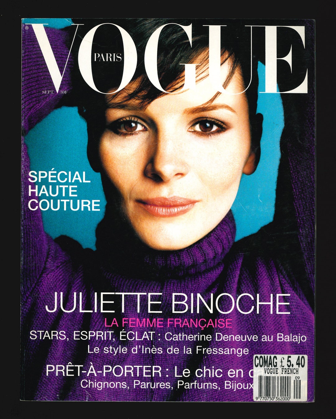 Vogue Paris Sept 1995 Juliette Binoche, Nadja Auermann, Jodie Kidd ...