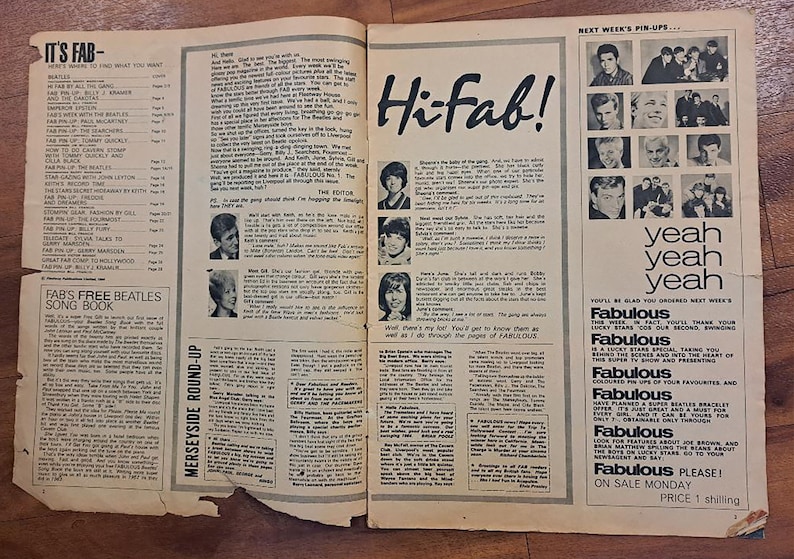 Fabulous Magazine Jan 18 1964 Beatles 20-hit Song Book Included 60th ...