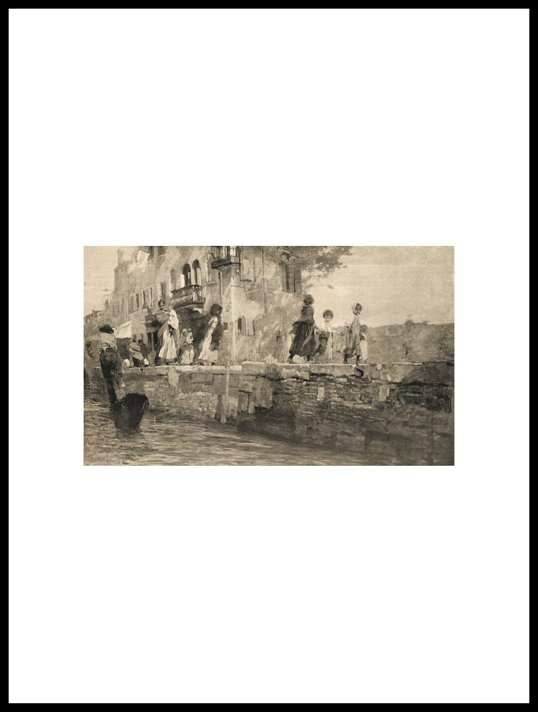The Causeway by Ettore Tito Original Tear Sheet Window Mounted Ready ...
