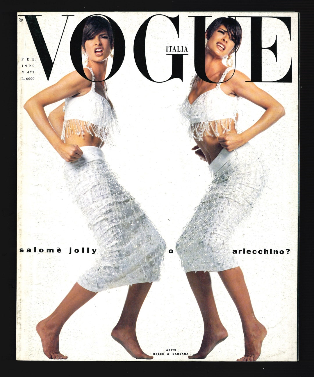 Vogue Italia No 477 Feb 1990 Original Vintage Fashion Magazine LINDA ...