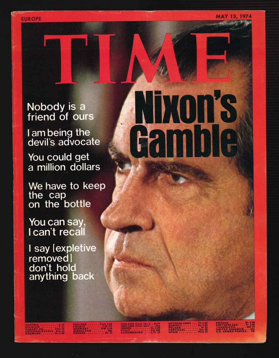 TIME MAY 13 1974 Vintage Magazine Richard Nixon 50th - Etsy
