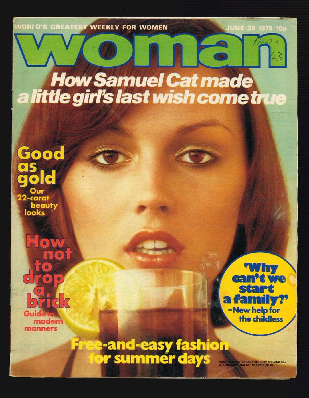 Woman June 28 1975 Vintage Magazine Fashion Beauty Cooking - Etsy