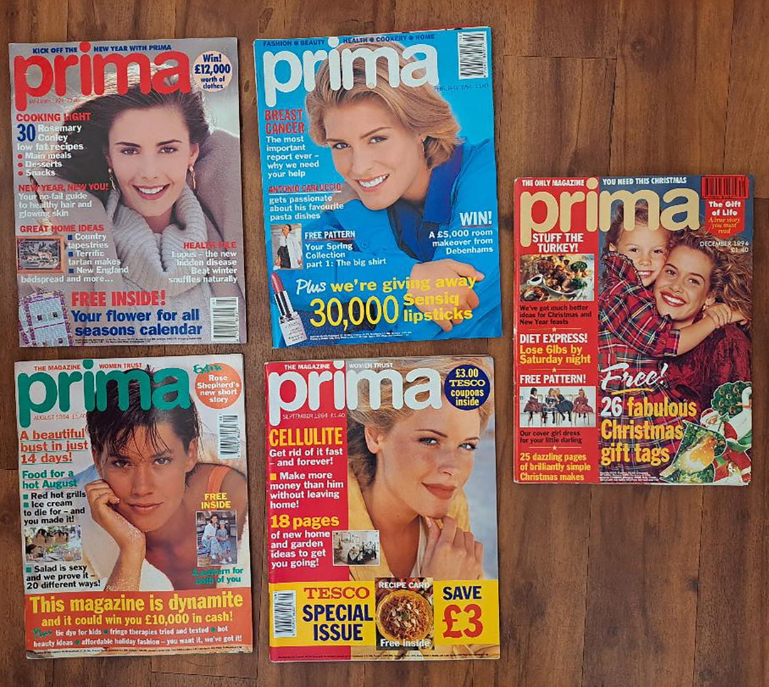 Prima Magazine 1994 Bundle of 5 Original Vintage Craft Fashion Knitting ...