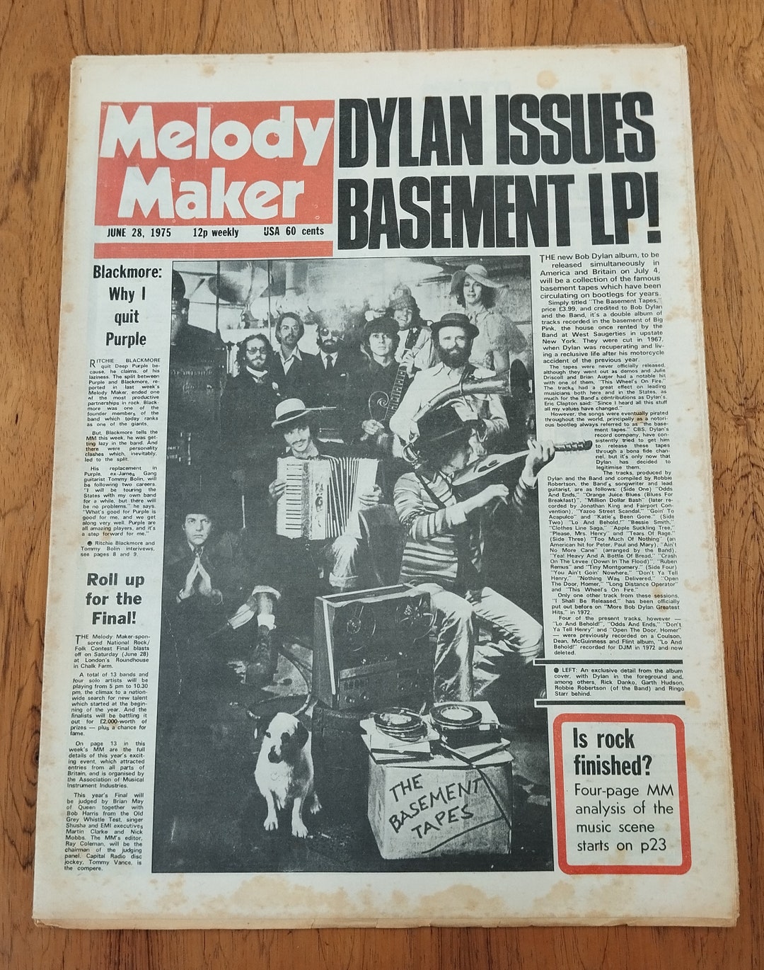 Melody Maker June 28 1975 British Pop Newspaper Dylan Issues Basement ...