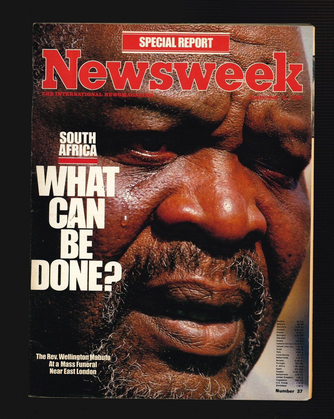 Newsweek Magazine September 16 1985 Rev. Wellington Mabuto Africa - Etsy