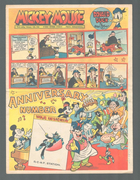 Mickey Mouse Feb 12 1944 UK Comic DISNEY - Etsy