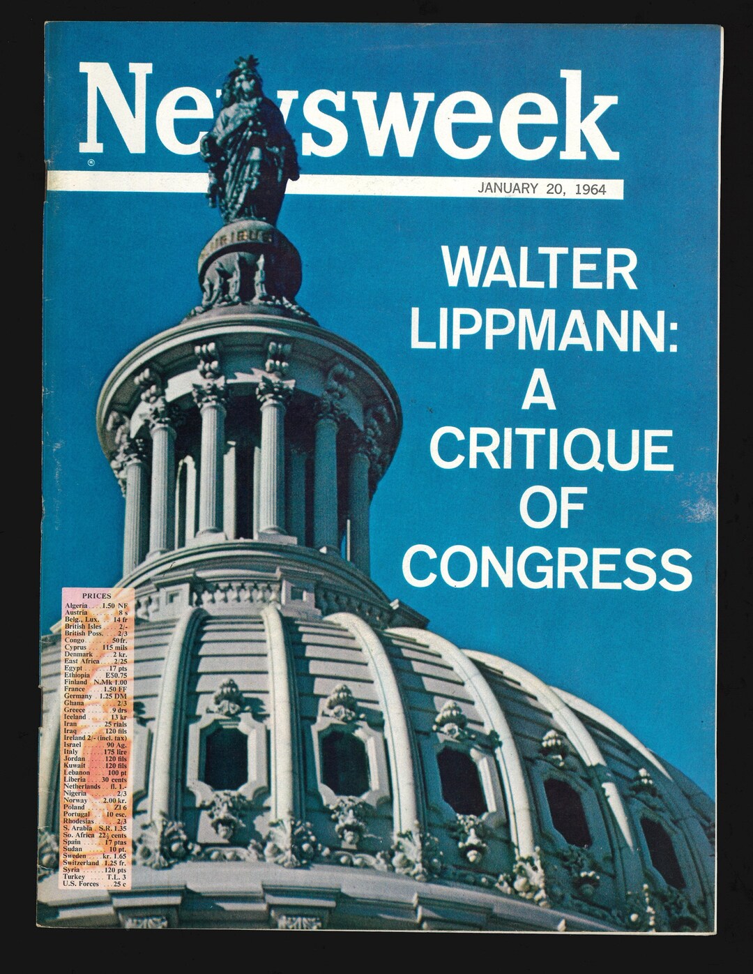 Newsweek Jan 20 1964 Original Vintage Magazine Walter Lippmann 60th - Etsy