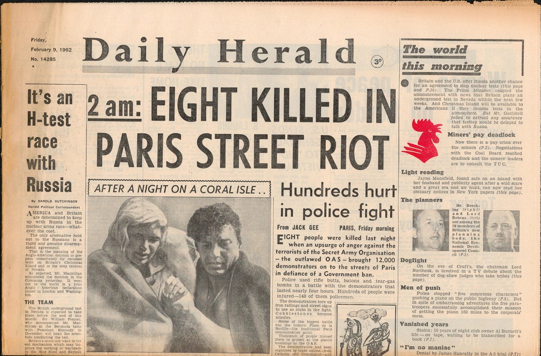 Daily Herald Feb 9 1962 Original Vintage Rare Newspaper Birthday Gift ...