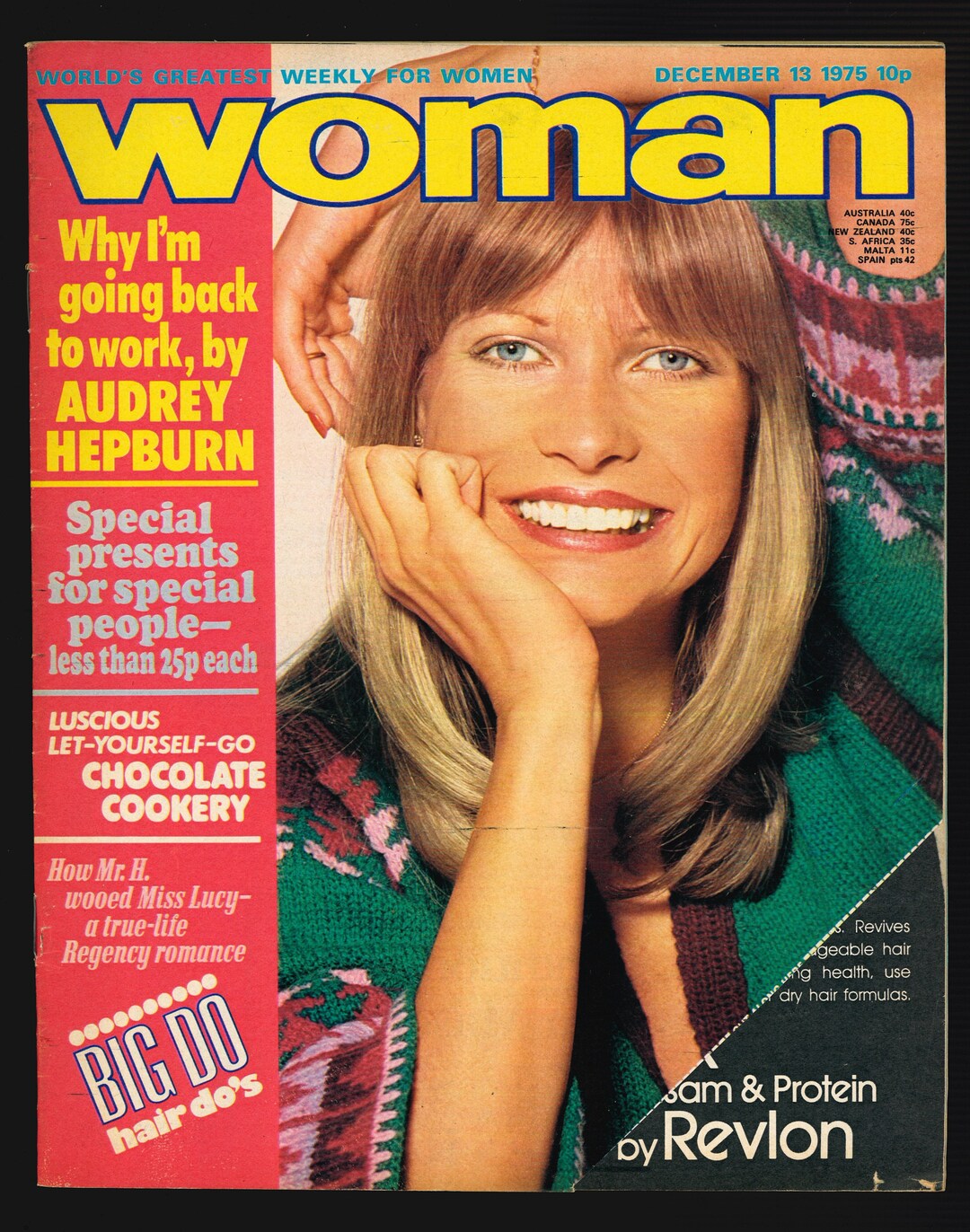 Woman Dec 13 1975 Vintage Magazine Fashion Beauty Cooking Audrey ...