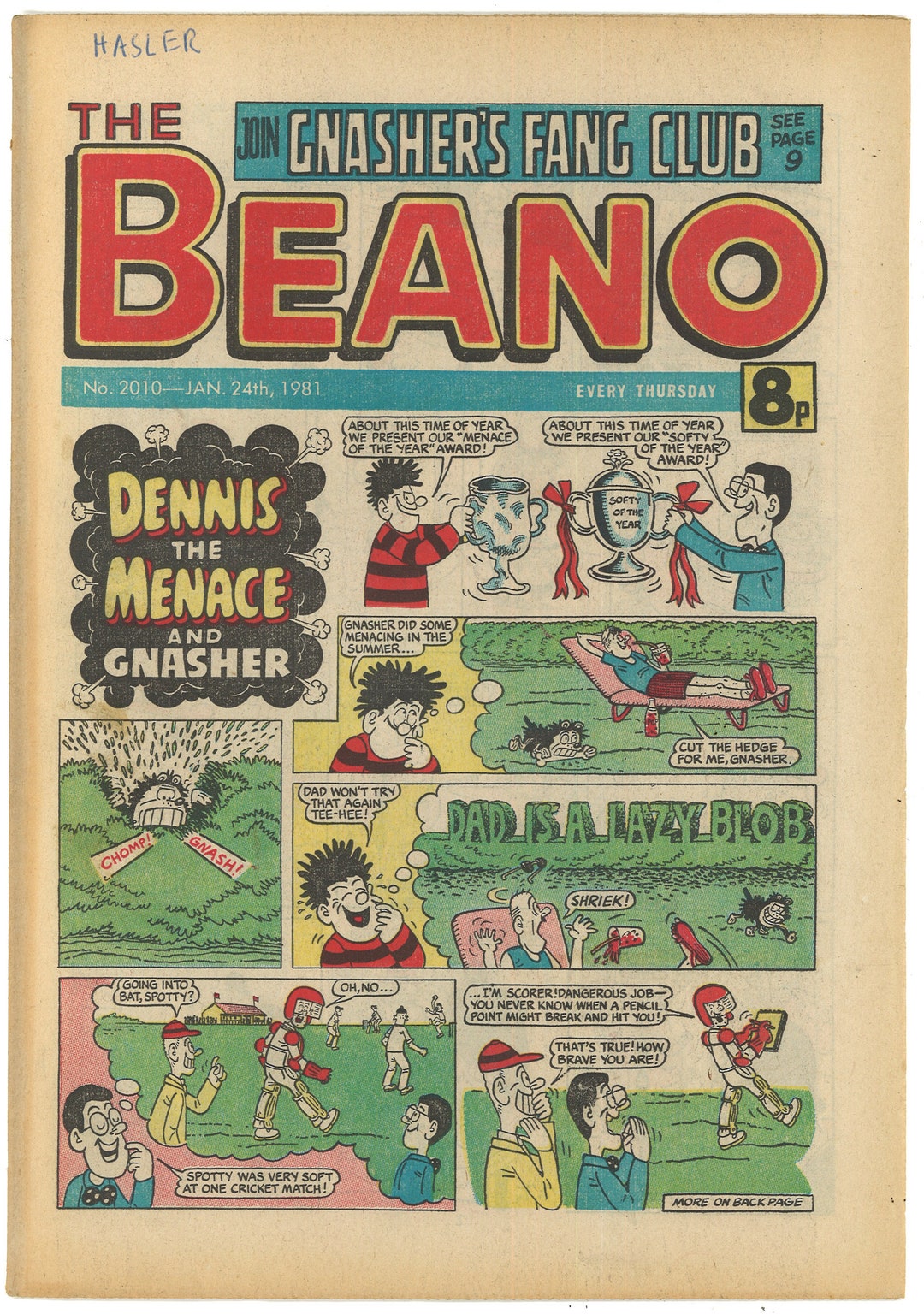 Beano No 2010 Jan 24 1981 UK Original British Vintage Comics Magazine ...