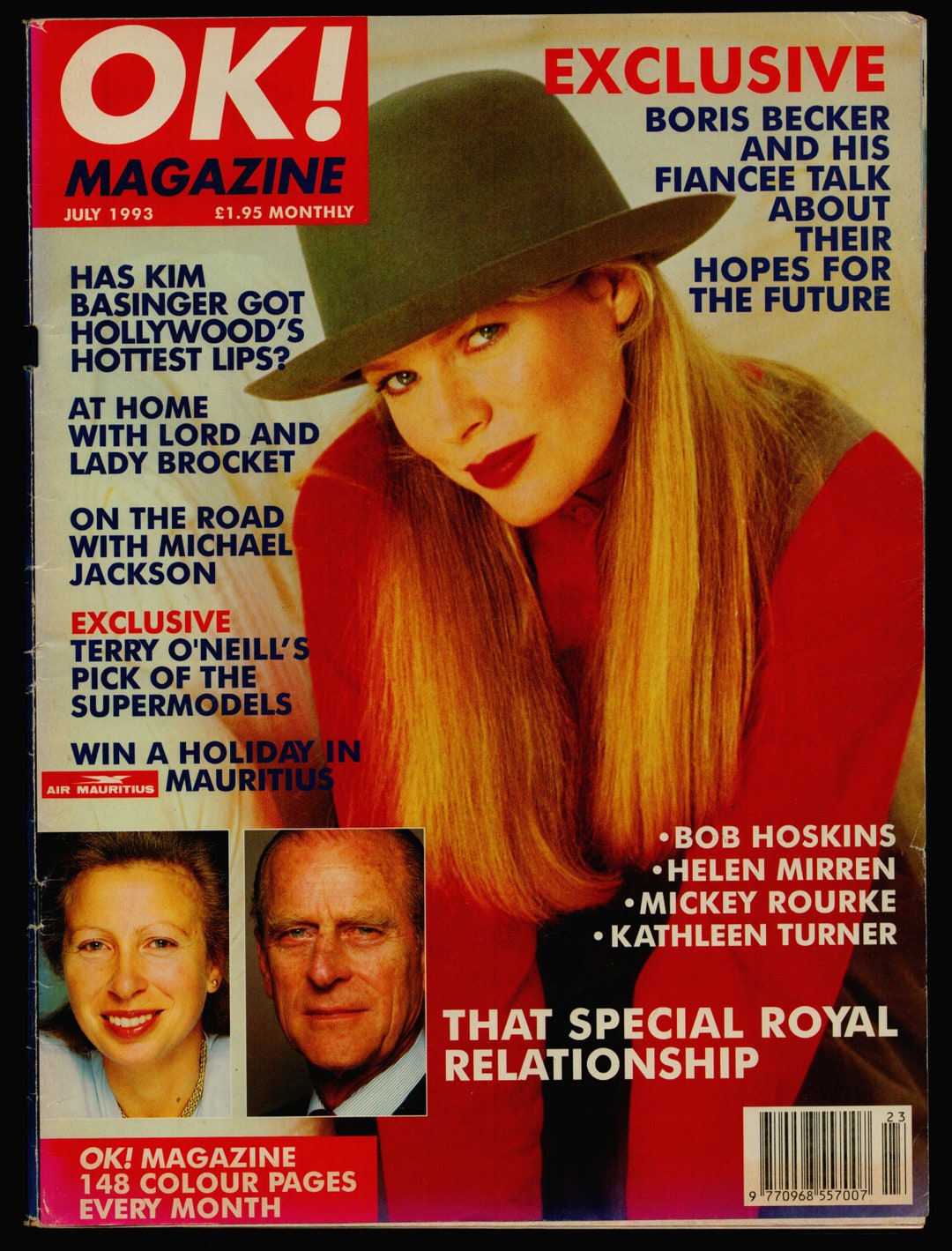 Ok Magazine July 1993 Cover : Kim Basinger, Boris Baker , Kate Moss - Etsy
