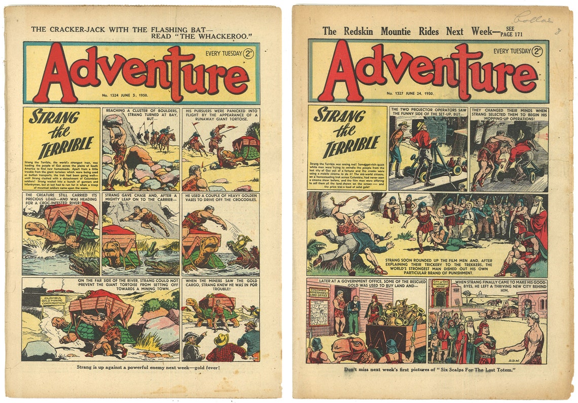 Adventure British Weekly Boys Comics Lot x14 copies 1950 Gift | Etsy