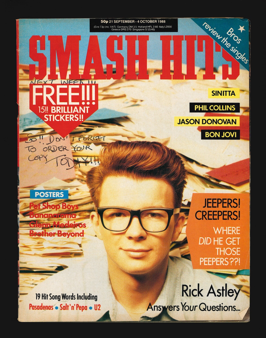 Smash Hits Sept 21-oct 4 1988 Fortnightly British Original Vintage ...